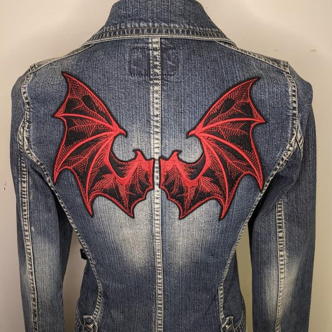 PAIR of Red Bat Wing Patches – The Craft Rebellion