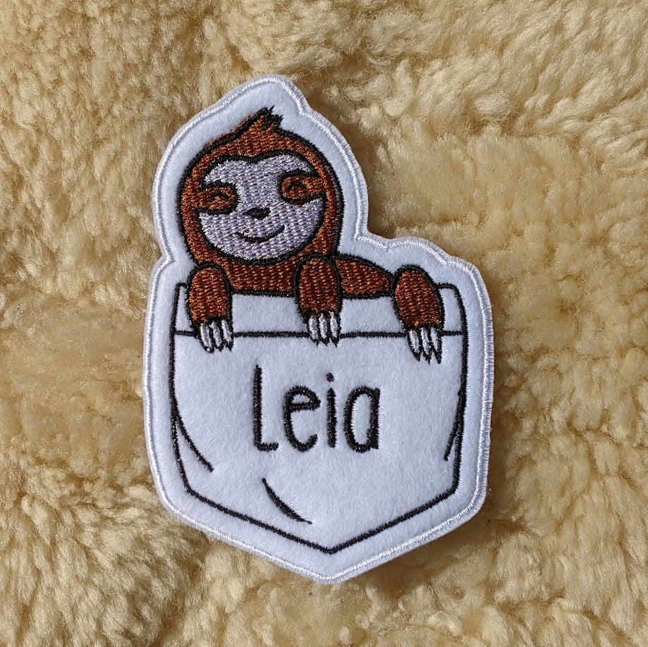 PERSONALISED Sloth Pocket Pal Name Tag Patch – The Craft Rebellion